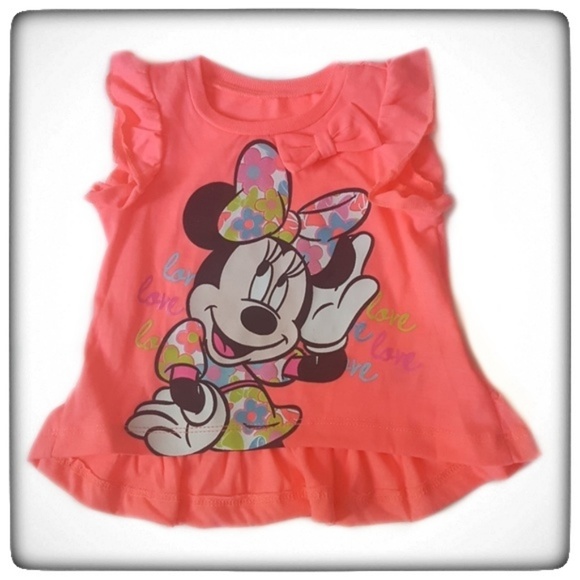 Disney | Shirts & Tops | Minnie Mouse Neon Pink Shortsleeve Tee36m ...